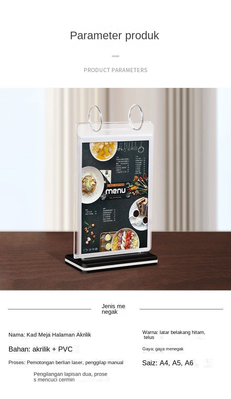 A4 kad meja kad meja putar halaman A5 tanda meja 6 halaman tanda harga barang niaga rak menu kad ...