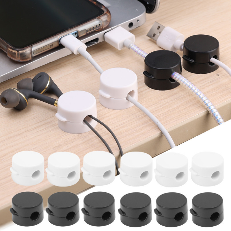 2Pcs 3 Holes Magnetic Data Cable Clips - Under Desk Power Cord ...