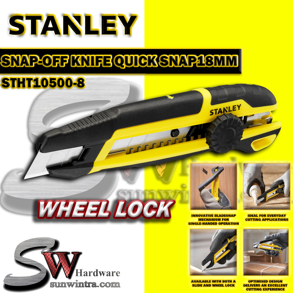 Stanley 18mm Cutter with Slide Lock and Integrated Blade Break System ...