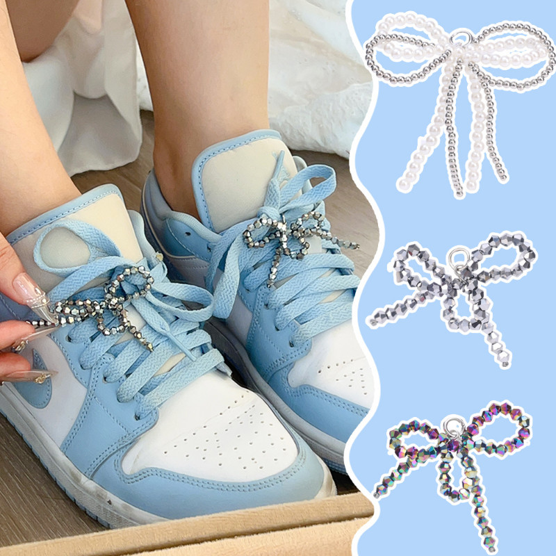2Pcs Y2K Lace Bowknot Shoe Buckle - Bowknot Shoelaces Clip - DIY ...