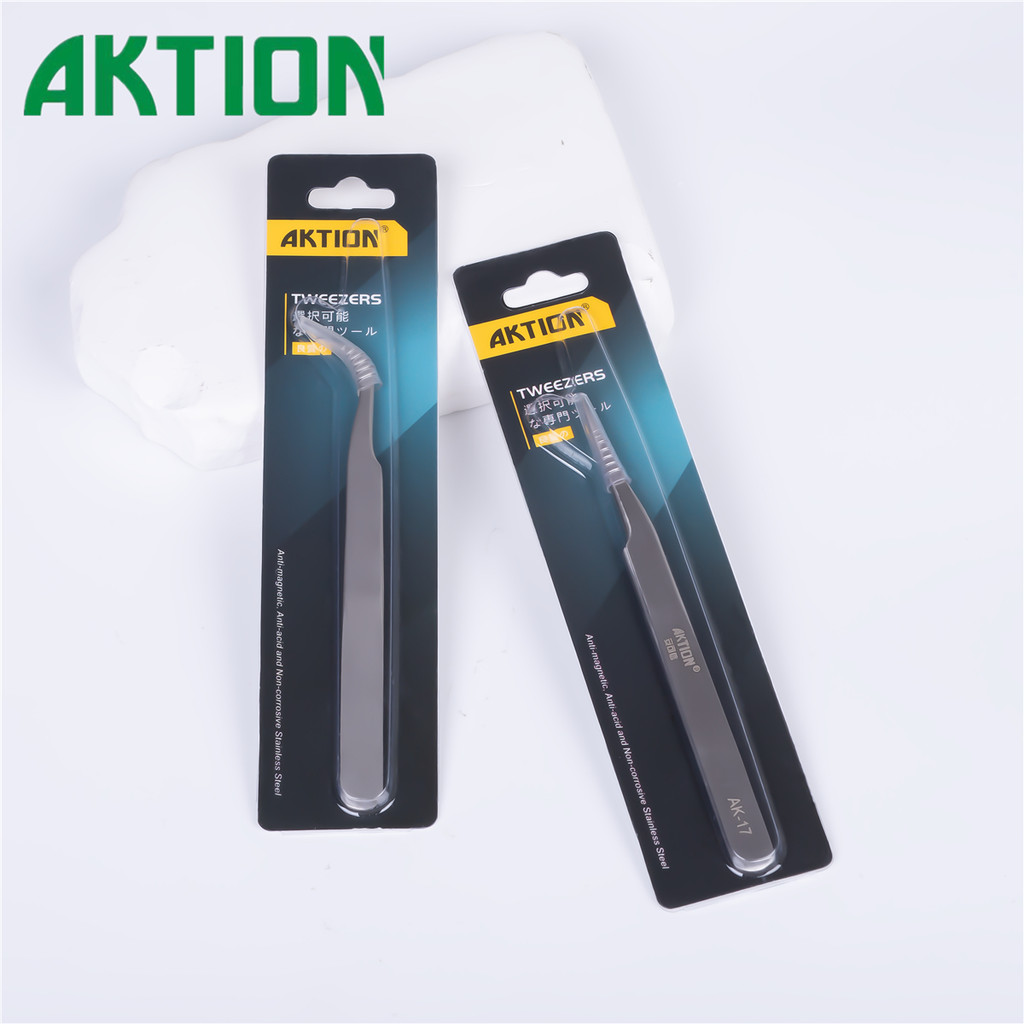 AKTION AK Anti-Static Stainless Steel Tweezers - Precision Maintenance ...