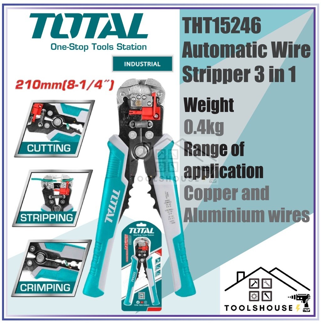 Total THT15246 Automatic Wire Stripper 3-In-1 自动剥线钳三合一 | Shopee Malaysia
