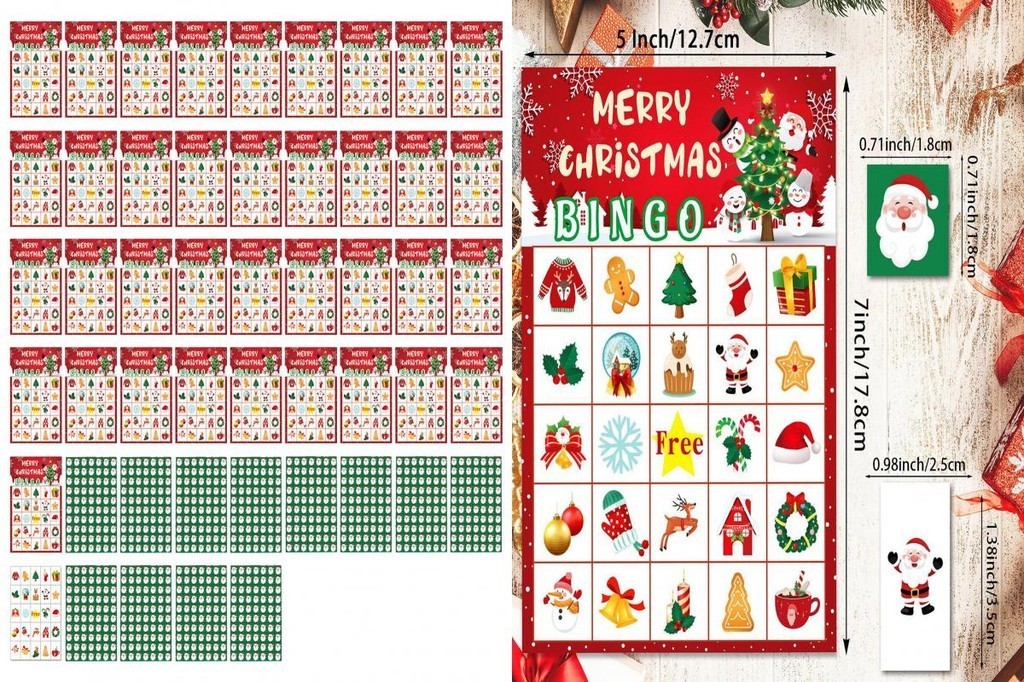 Holiday-themed Bingo Game Set Festive Christmas Bingo Game Cards Set ...