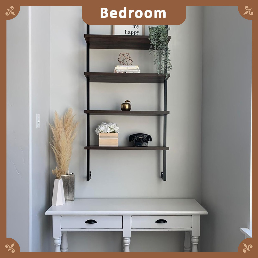 Worthbuy 4 Tier Wall Mounted Book Shelf Rak Buku Tingkat Rak Dinding ...