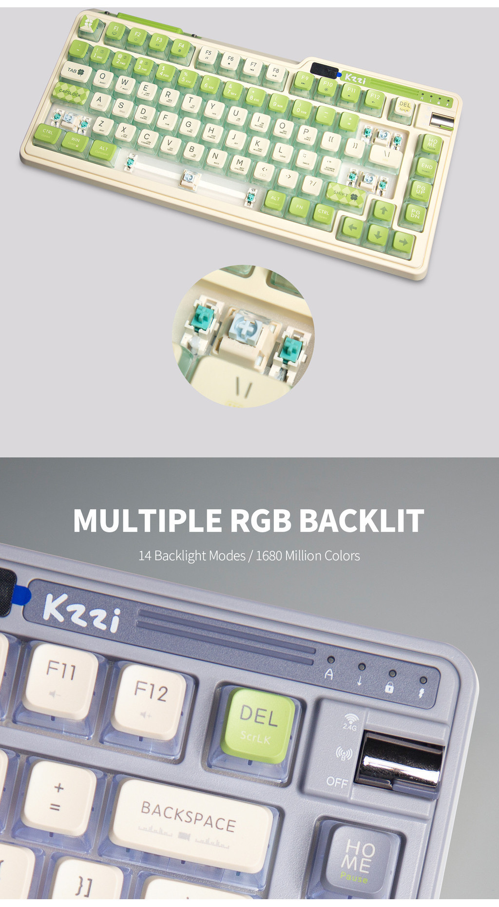 KZZI Kezhi K75Pro+ Wireless Three-Mode Mechanical Keyboard Gasket ...