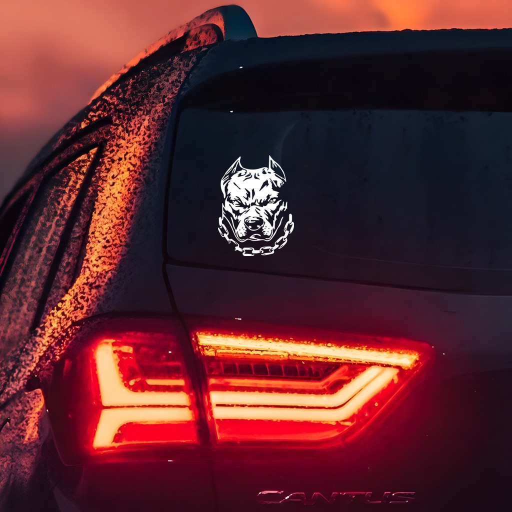 Pitbull Dog Car Sticker Reflective Moto Auto Decal Funny JDM Vinyl Waterproof Decal(size14.4 ...