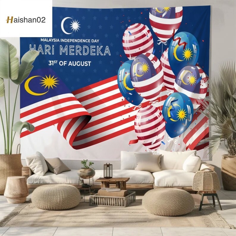 🔥Merdeka 68 Tapestry 🔥Merdeka 2025 Printed Polyester Tapestry Festival ...