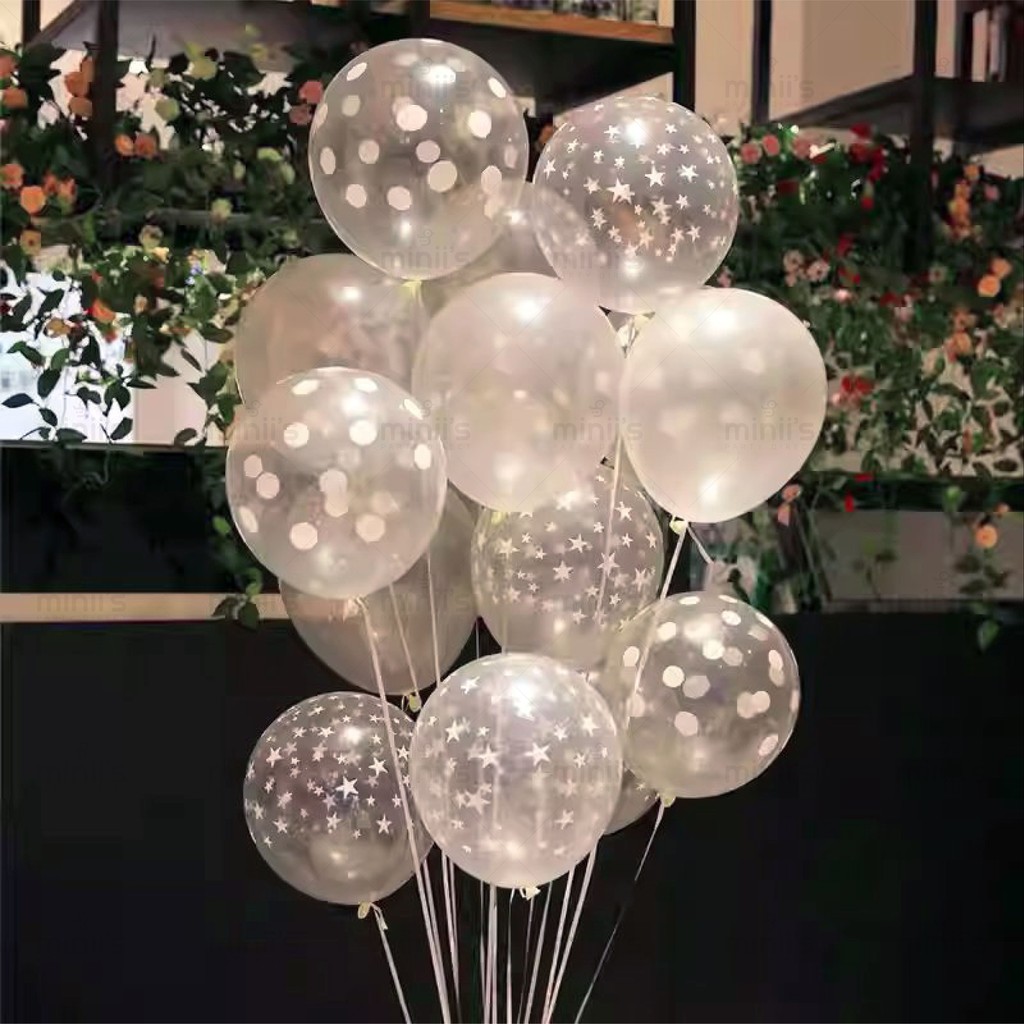 MINIIS 12 Inch Confetti Balloon Transparent Balloon Latex Dot Balloon ...