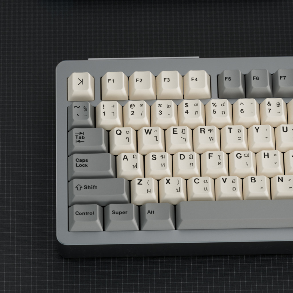 Minimalist Thai Language Keycaps Icon white Gray PBT cherry profiel ...