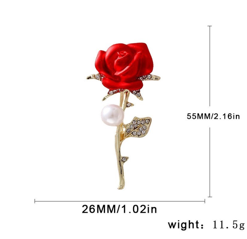 Flash Diamond Red Rose Brooch High-End Elegant Corsage Fashion All ...