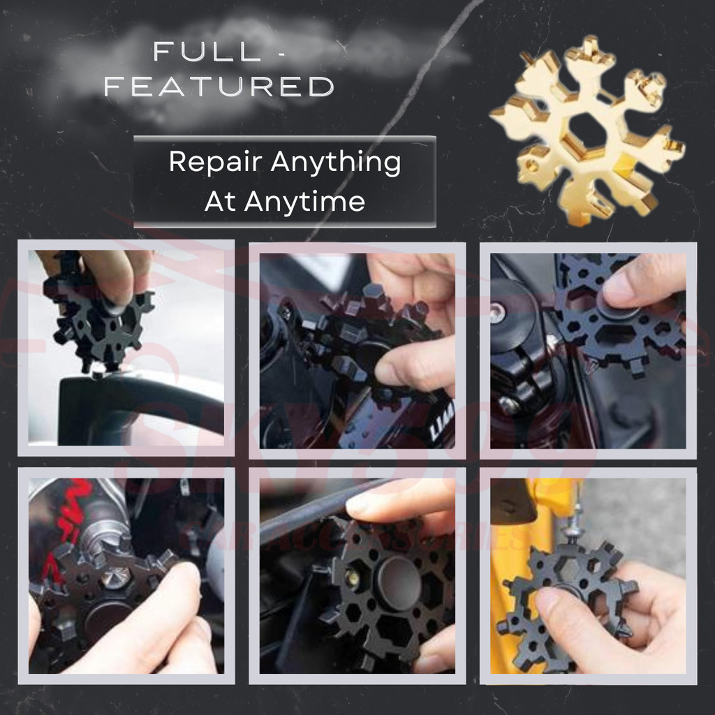 18 in 1 Multifunction Snowflake Snow Wrench Screwdriver Portable Bike ...