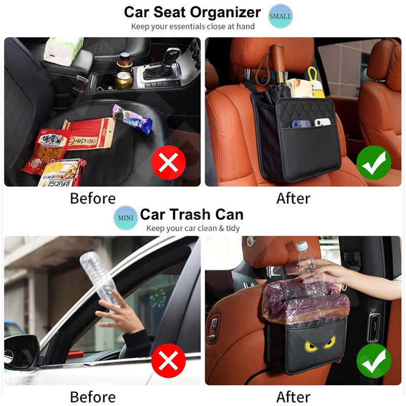 Car Back Seat Storage Bag Leather Organizer Car Cup Holder Tissue Phone ...
