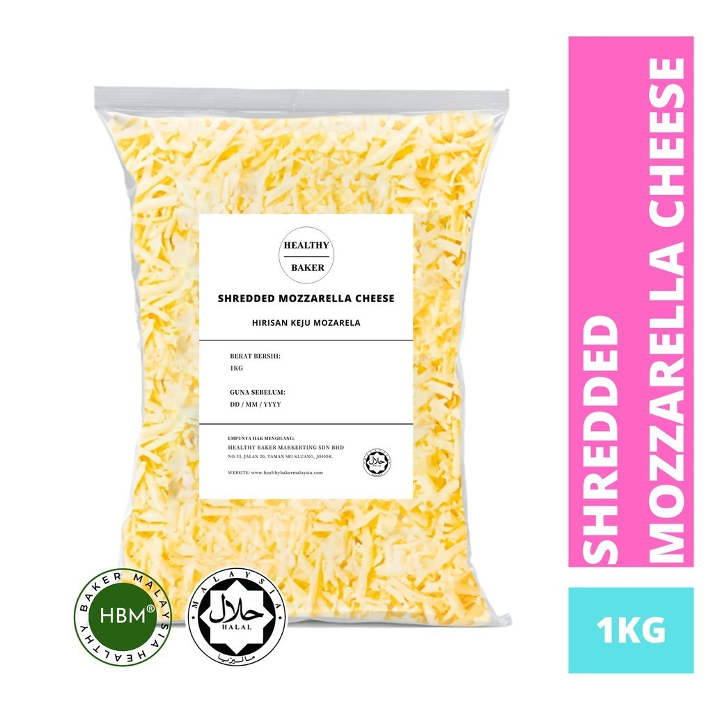 Shredded Mozzarella Cheese 1KG / Halal / Keju Mozarela Parut / Topping ...