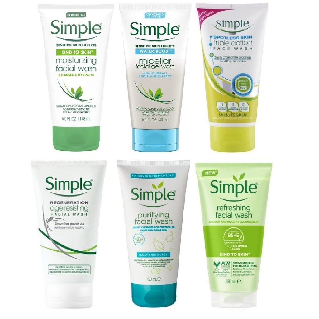 Simple Face Wash Refreshing / Moisturising / Micellar Facial Wash / Age ...