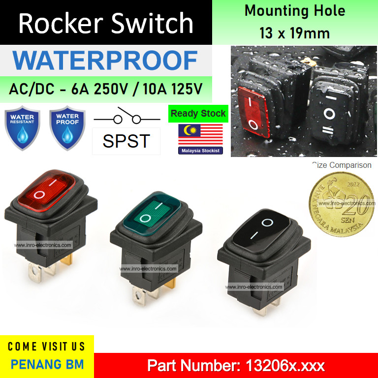 [AC DC] Rectangle Waterproof 2 Pin 3 Pin DPST DPDT KCD1 Rocker Switch ...