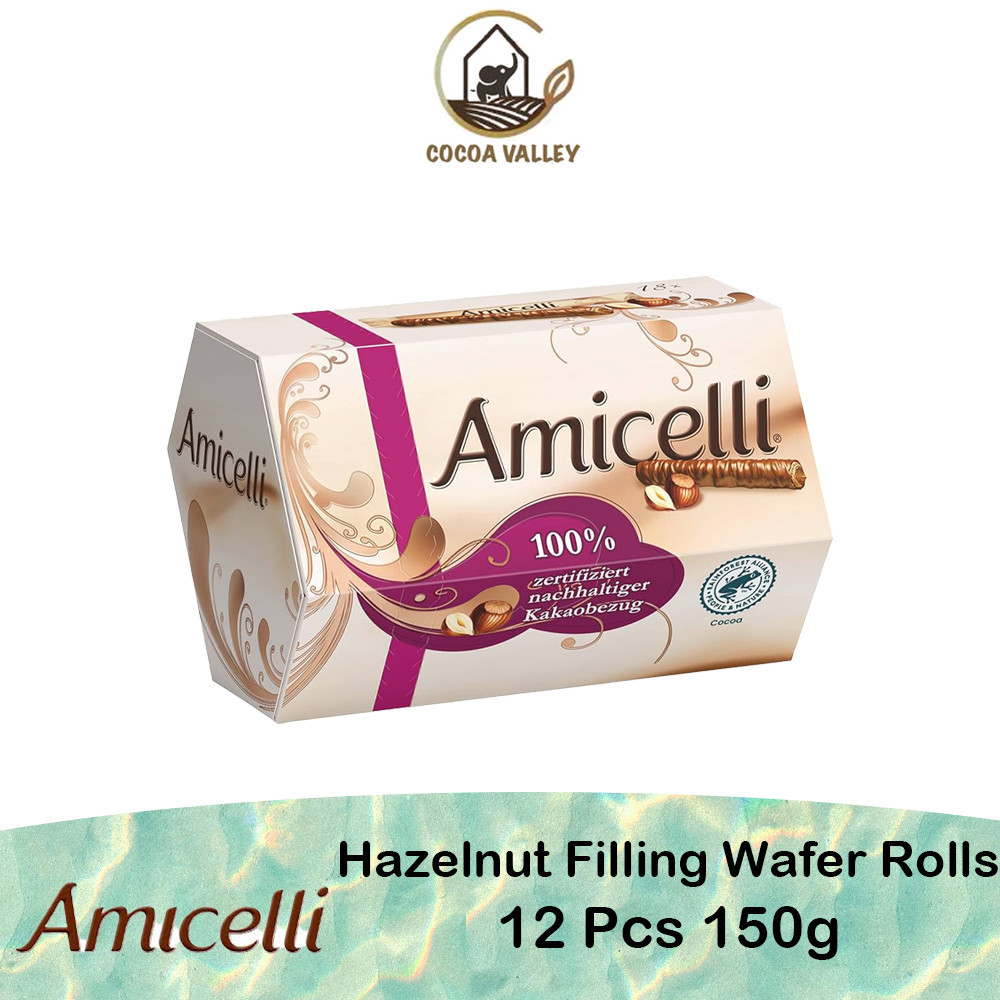 Amicelli Hazelnut Creme Filling Wafer Rolls 12Pcs 150g | Shopee Malaysia