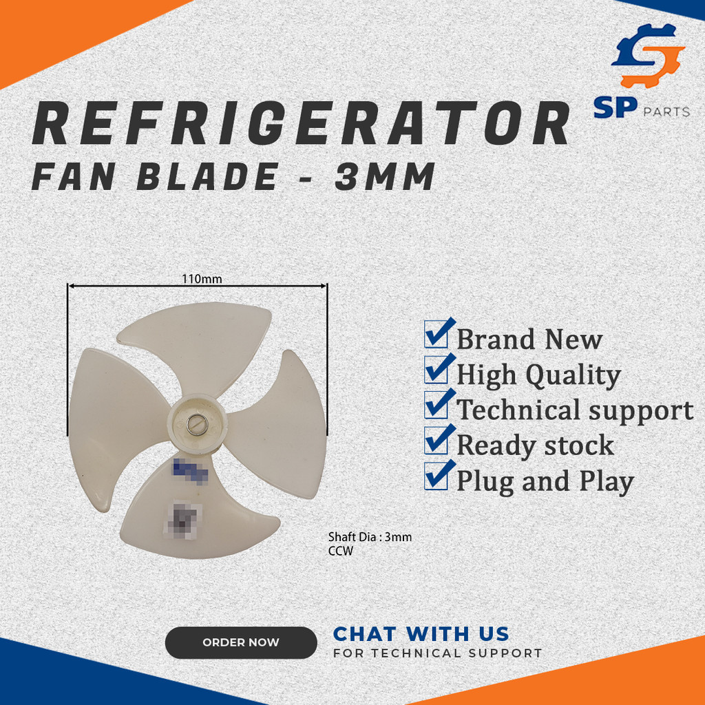 PANASONIC REFRIGERATOR FAN BLADE 110MM FOR CCW 3MM (SHAFT DIA) | Shopee ...