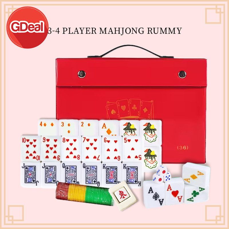 GDeal 3Player 4Player Mahjong Rummy Lami Poker Full White Set Alphapet ...