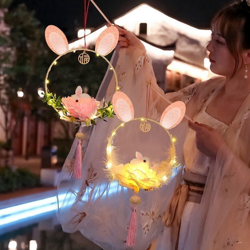 Creative Mid-Autumn Festival Lantern Cartoon Rabbit Handheld Lanterns ...