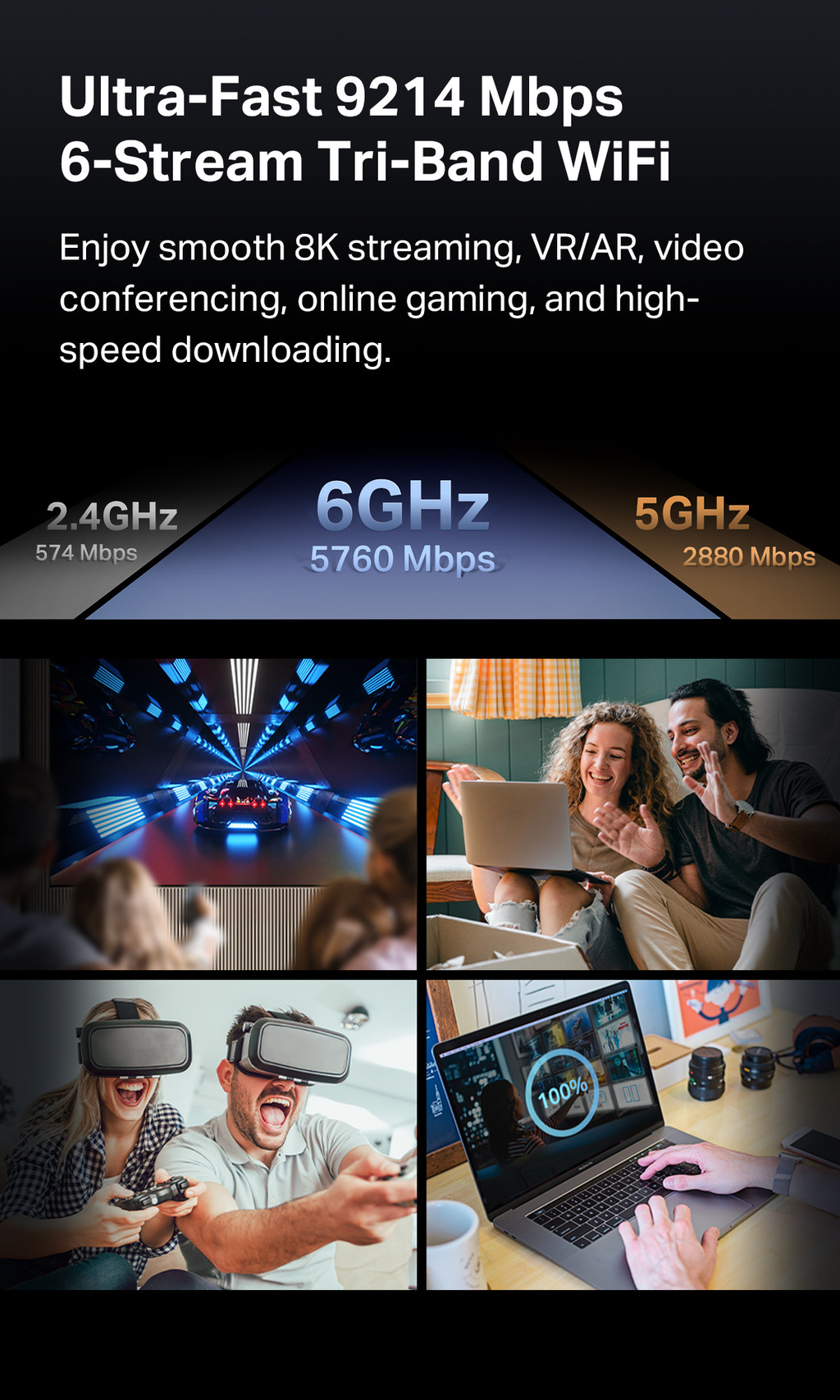 TP-Link Archer BE550 WiFi 7 BE9300 Tri-Band 5x 2.5G Ports Router with ...