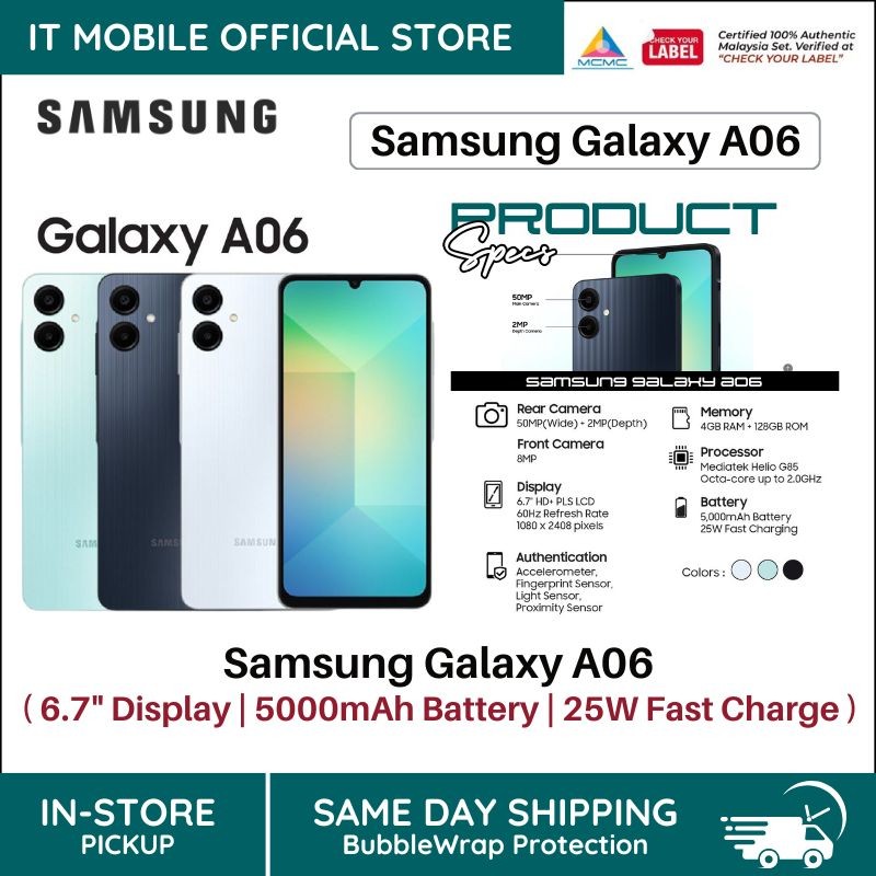 Samsung Galaxy A06 4G/5G Smartphones 4GB/6GB+128GB | 6.7" HD+ PLS LSD ...