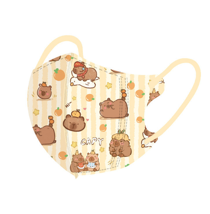 Capybara Cute and Fashionable Print Baby MaskSmall Capybara50pcs 3D ...