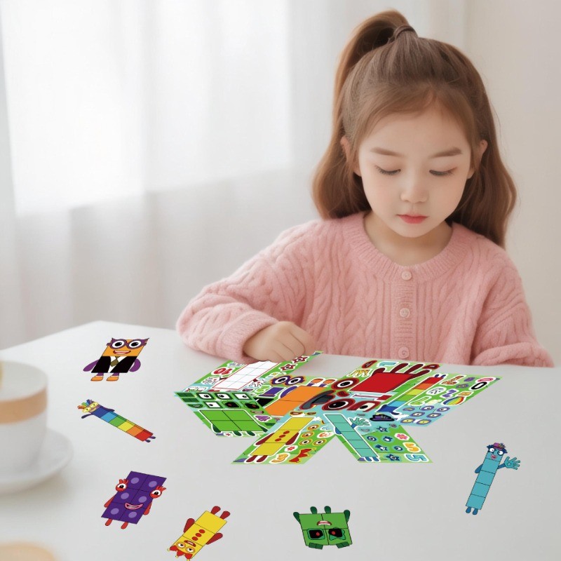 8PCS New Numberblocks Cute Digital Building Blocks Puzzle Stickers for ...