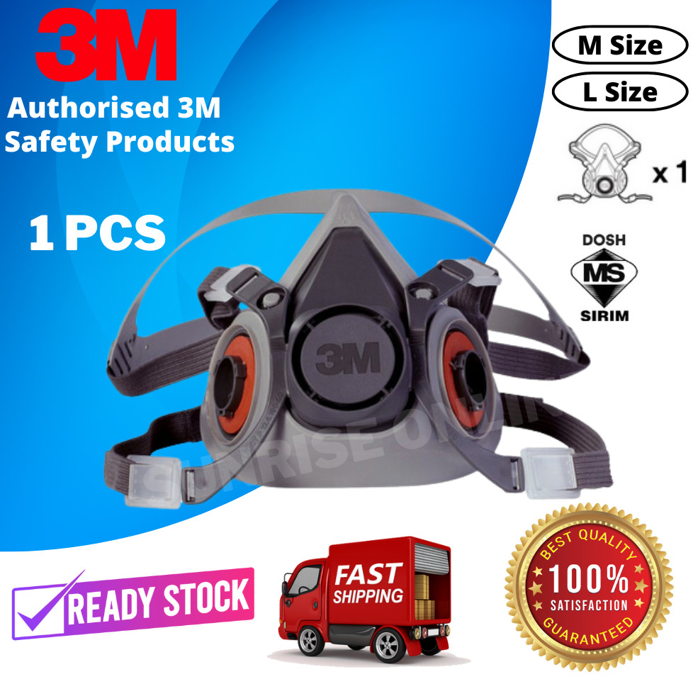 [ORIGINAL] 3M 6000 Series Reusable Half Facepiece Respirator 6200 (M ...