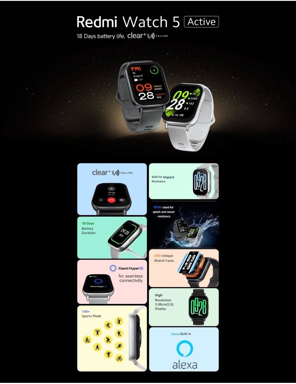 Xiaomi Redmi Watch 5 Active Smartwatch | 2" LCD Display | 5ATM Water ...