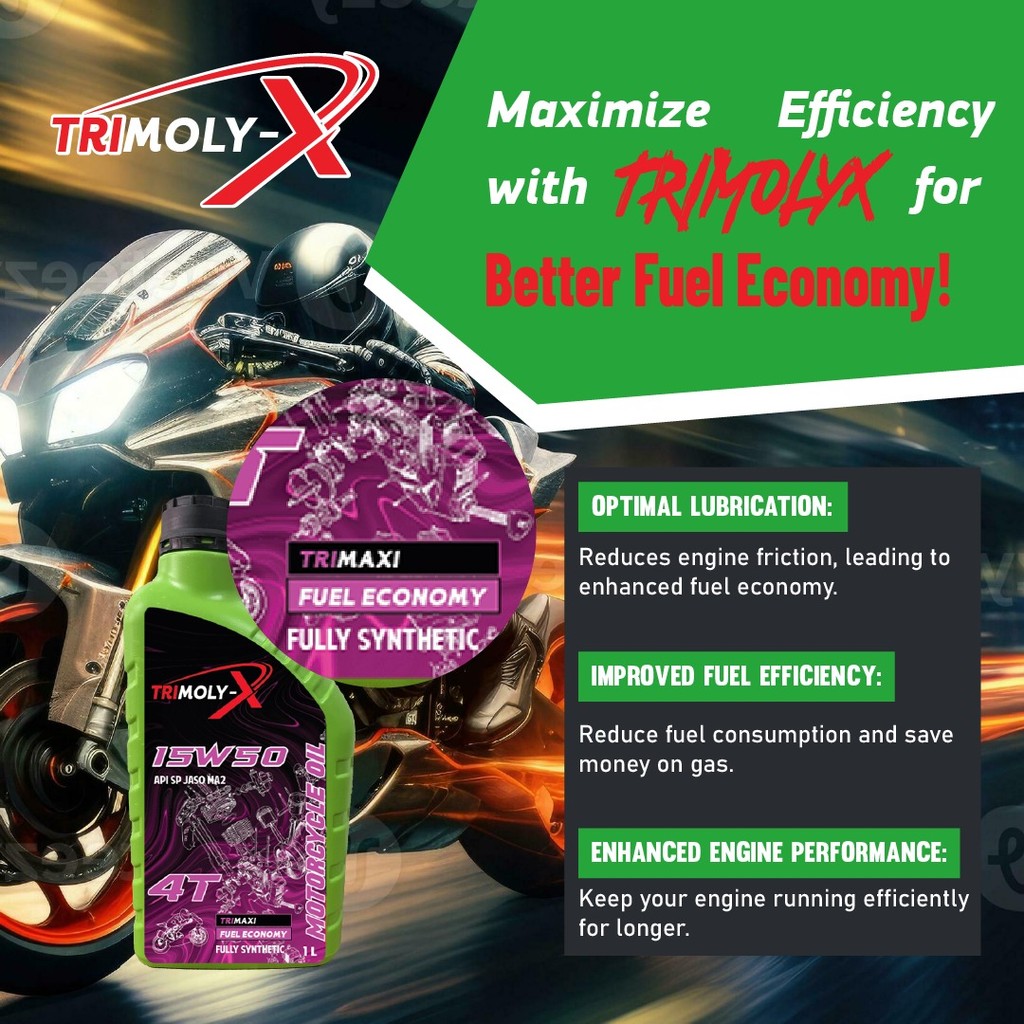TRIMOLY-X TRIMOLYX 4T 10W40 1L Fully Synthetic API SP JASO MA2 ...
