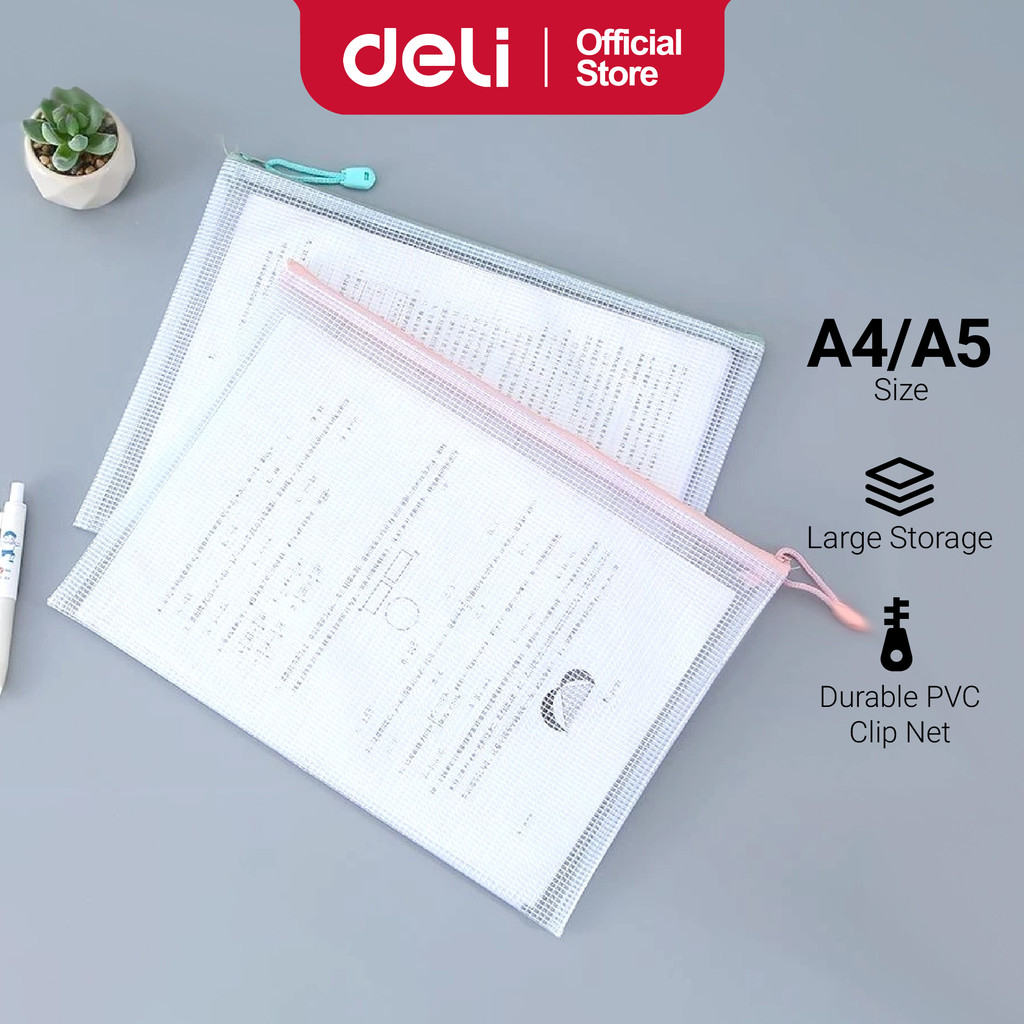 Deli Transparent A4/A5 PVC Zipper Pencil Case Stationery Box Storage ...
