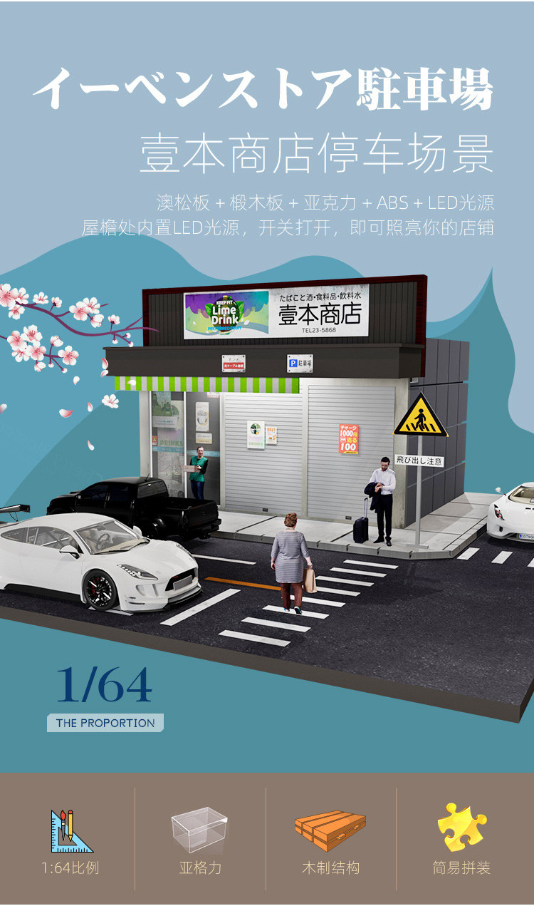 Scene Model 1/64 Yiben Store Car Model Scene Room Three-Dimensional ...