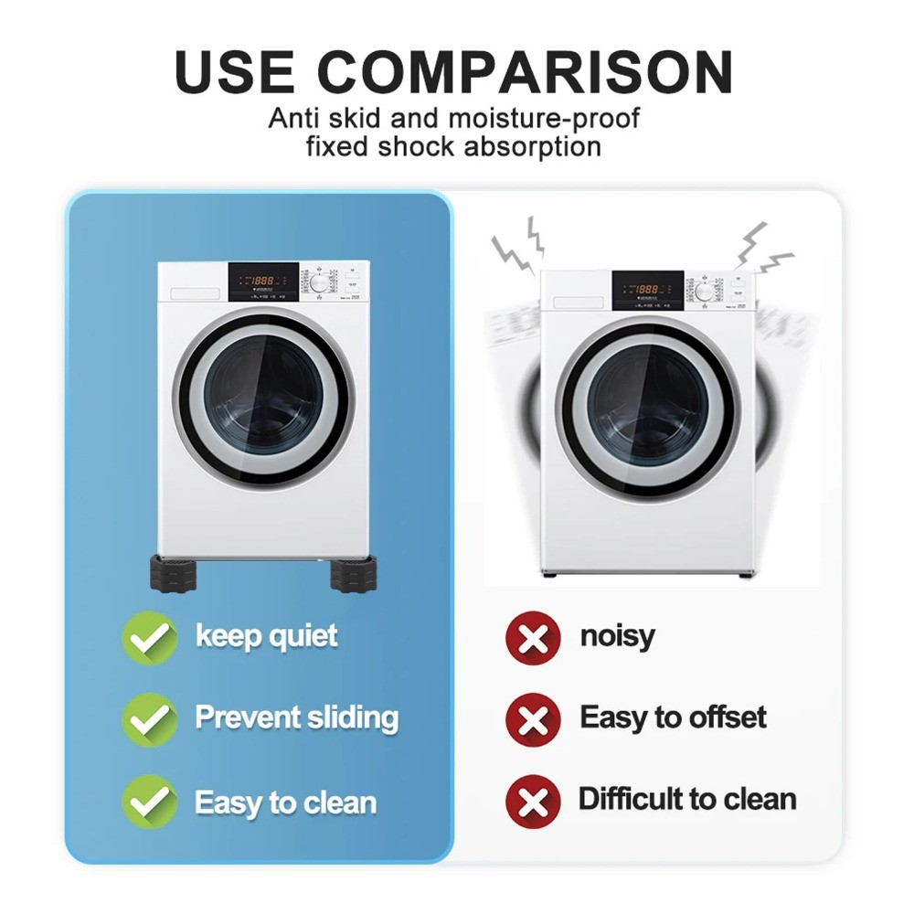 Anti-Vibration Feet Pads Silicone Legs Anti-Slip Washing Machine Silent ...