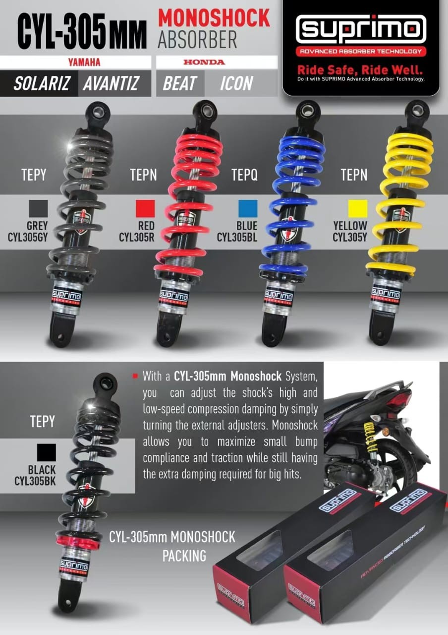 SUPRIMO MONOSHOCK ABSORBER CYL 305MM EGO EGO S EGO LC NOUVO S SOLARIZ ...