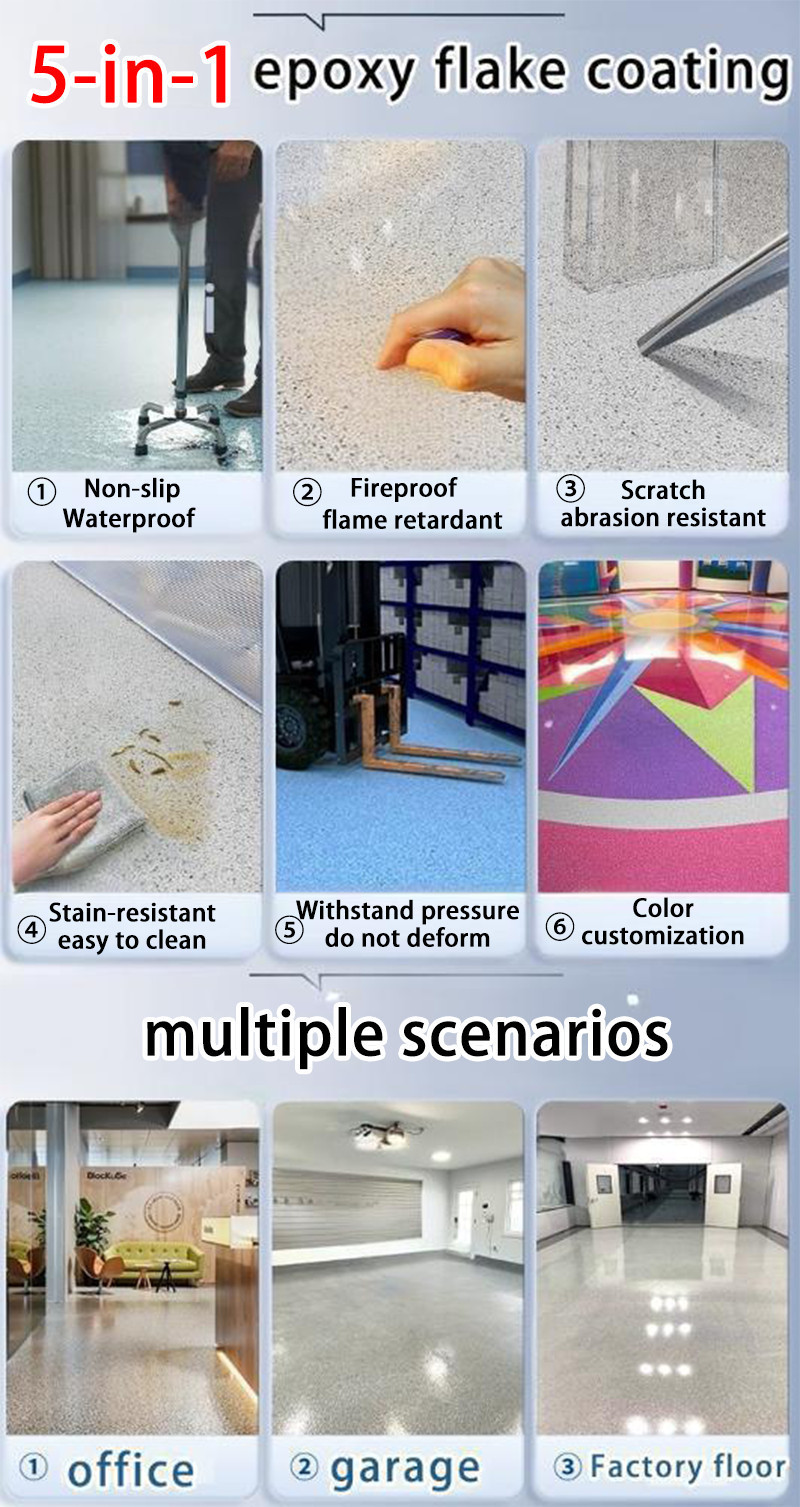 TicioCizz 5 in 1 epoxy flake coating epoxy floor coating tile coating Wear Resistant Anti Slip ...