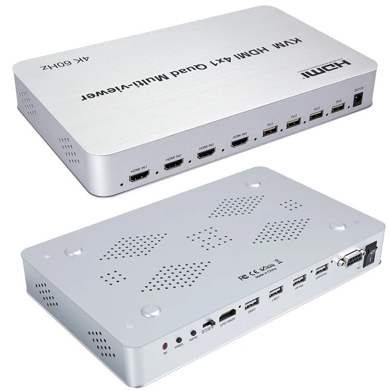 4K 60Hz HDMI Multiviewer USB KVM Switch 4x1 Quad Multi-viewer 4 Channel ...