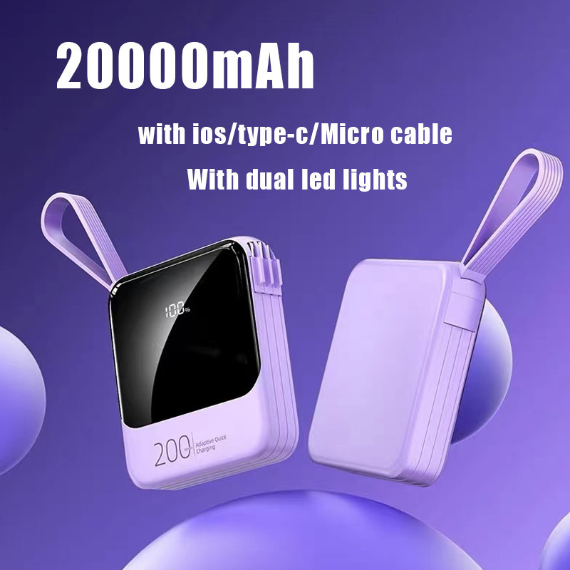 Mini Powerbank 20000mAH Fast Charing With 4 Cables Cute With Lanyard ...