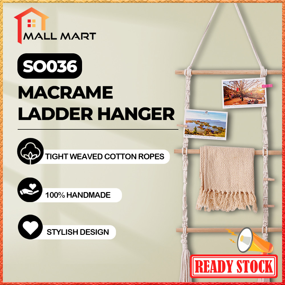 Mallmart SO036 Macrame Ladder Hanger/ Macrame Hanger/ Sacred Wall Decor ...
