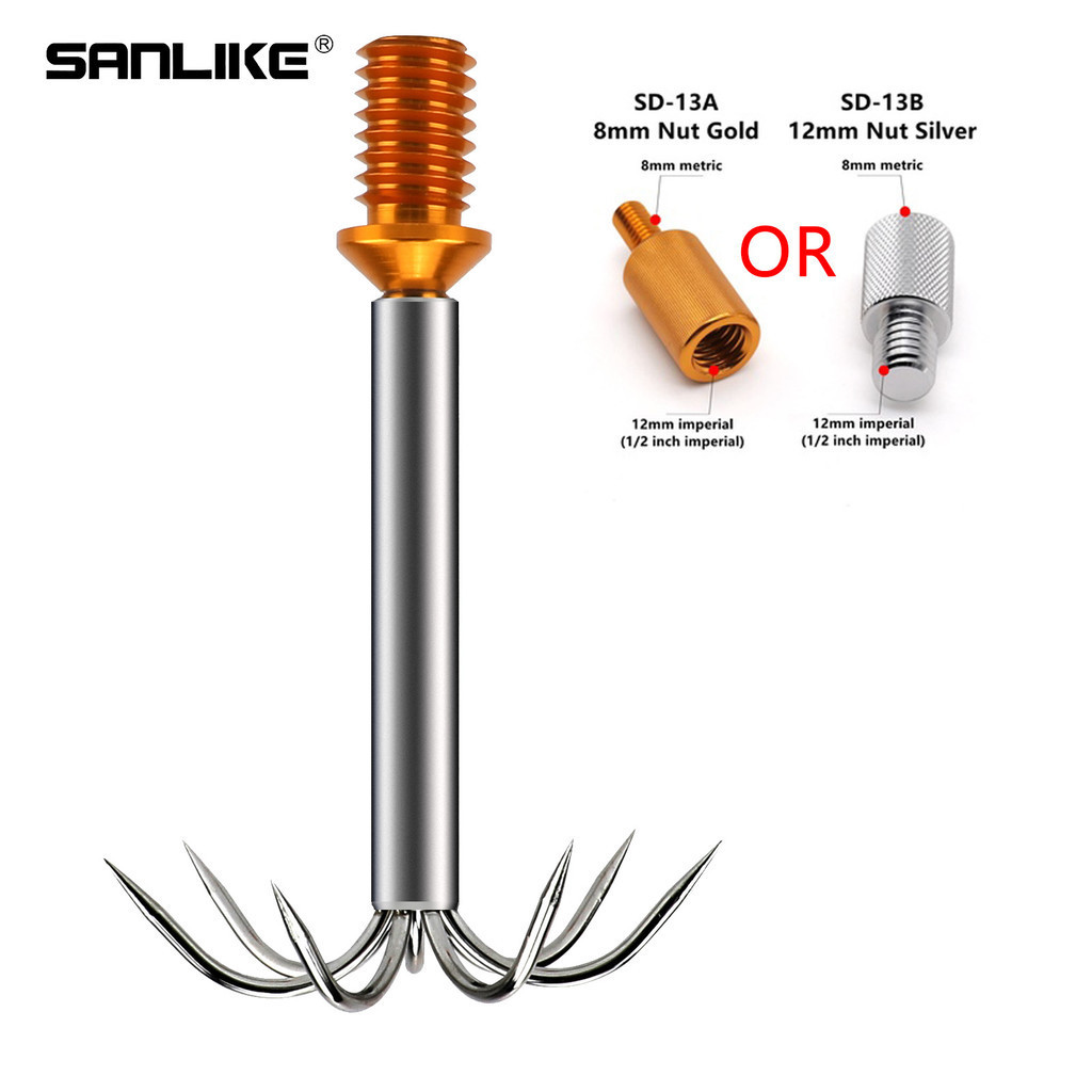 SANLIKE Anchor Squid Fishing Hook Stainless Steel 7 Pin Fish Hooks 1/2 ...