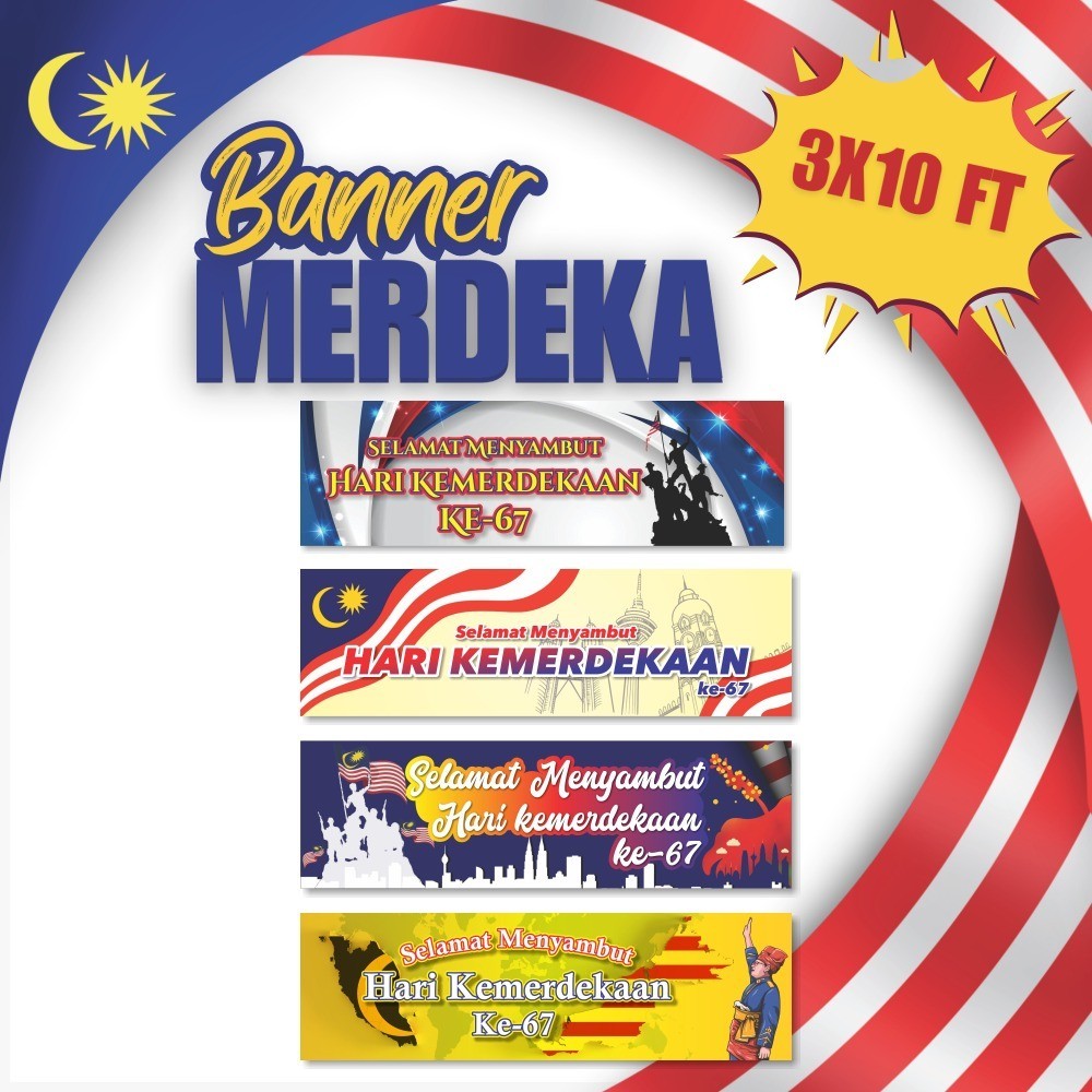 Banner sepanduk Malaysia Merdeka streamer bunting sambutan Merdeka hari ...