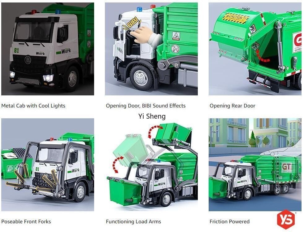 🔥Sent quickly from Malaysia🔥Big Size🔥1/18 Scale Garbage Truck Toys ...