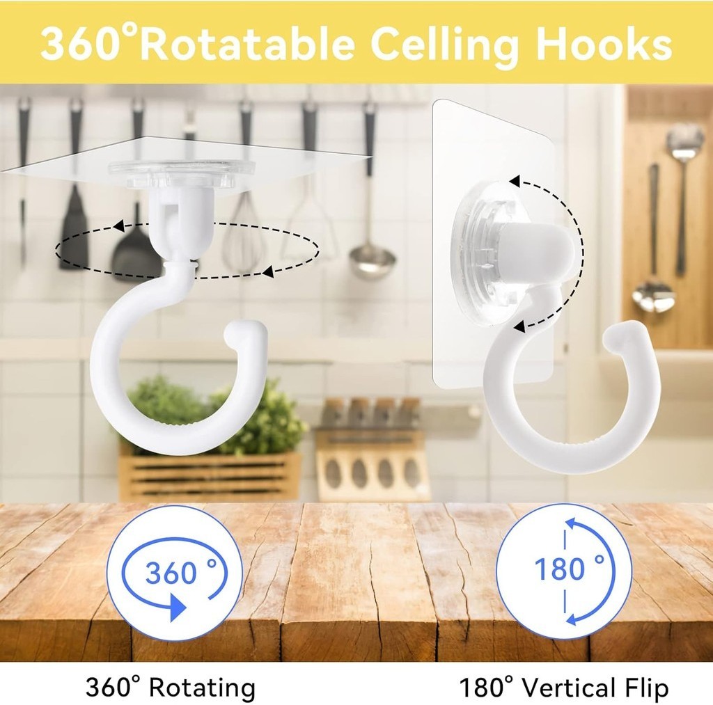 360° Rotary Adhesive Magic Hook Traceless Ceiling Hook Perforation-Free Strong Mosquito Net ...