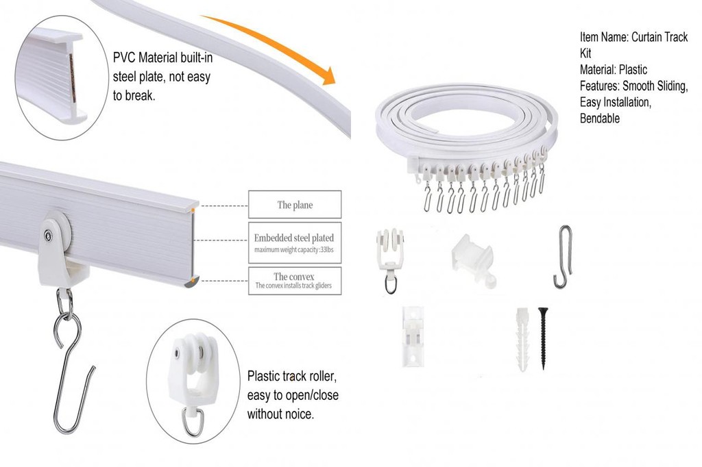 Smooth Gliding Curtain Track System Flexible Ceiling Curtain Track ...
