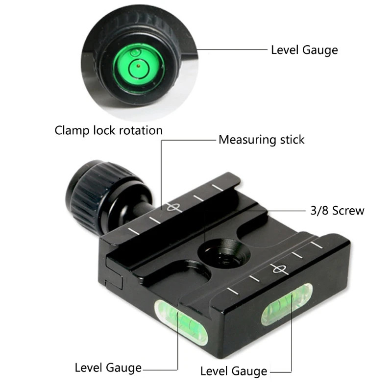 QR-50 50mm Quick Release Plate Clamp Adapter with Built-in 3 Bubble ...