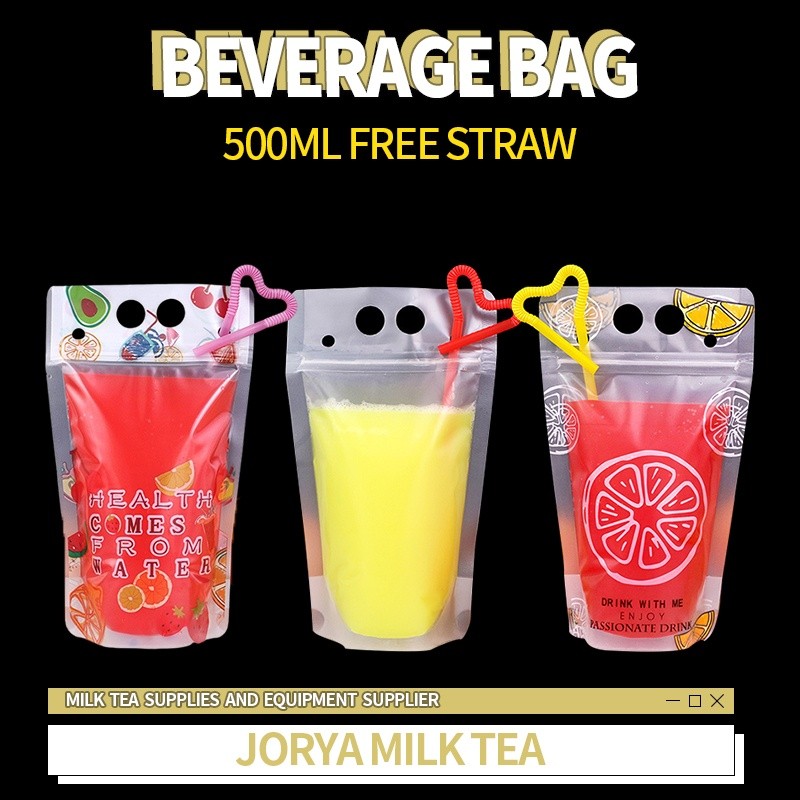 50pcs/100pcs 500ml Disposable Plastic Juice Bag Portable Milk Tea ...