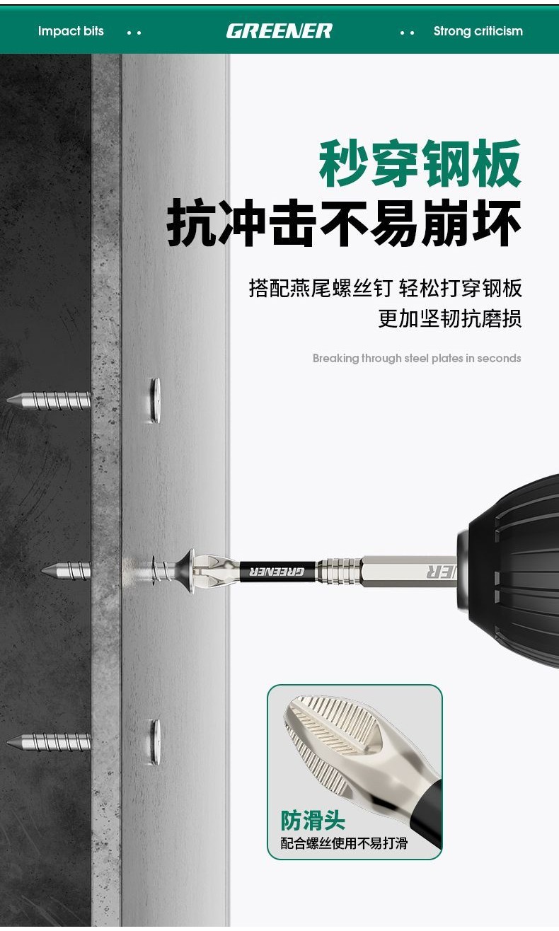 Greener Magnetic Screwdriver Bit Alloy Steel Anti-Slip Long Drill Bits ...