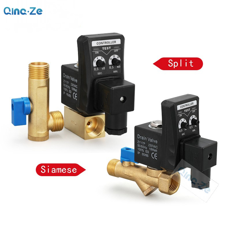 Brass Electronic Drain Valve Siamese-type Valve with Timer OPT AC220V ...