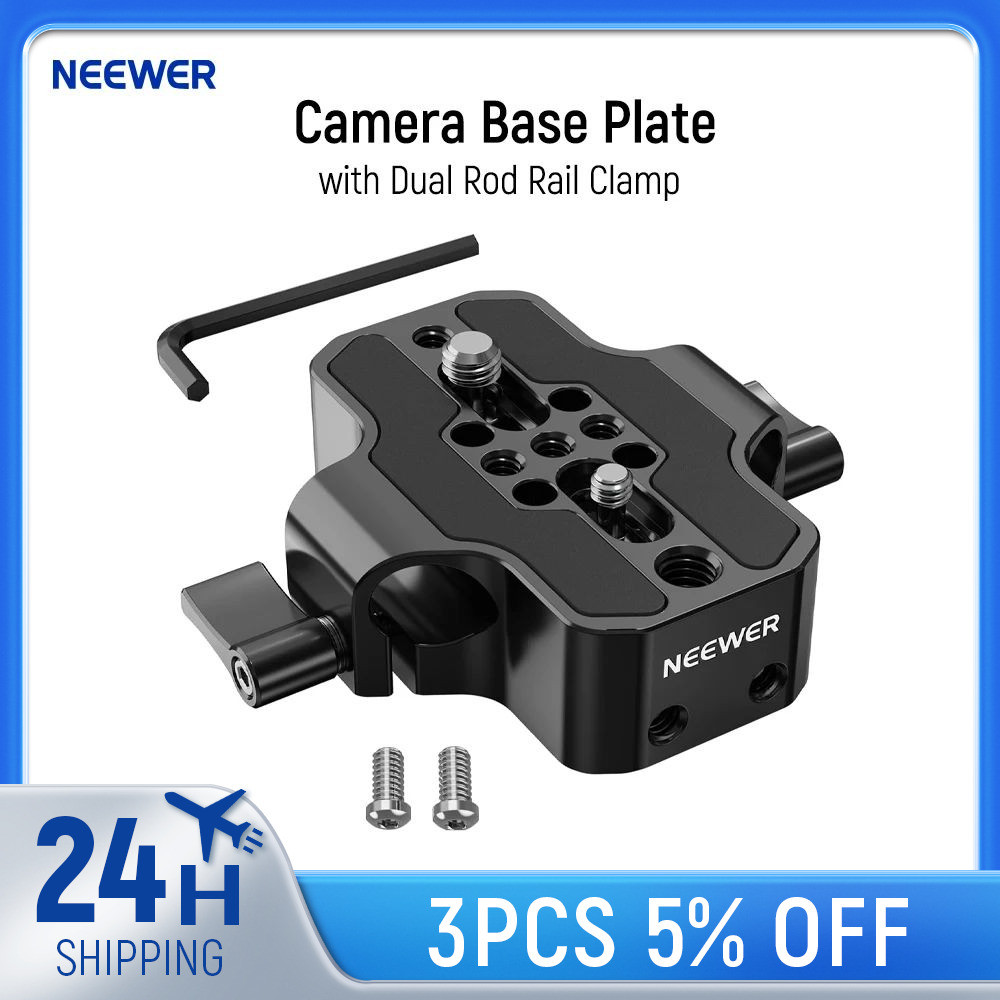NEEWER Camera Base Plate with Dual Rod Rail Clamp 15mm LWS Baseplate ...