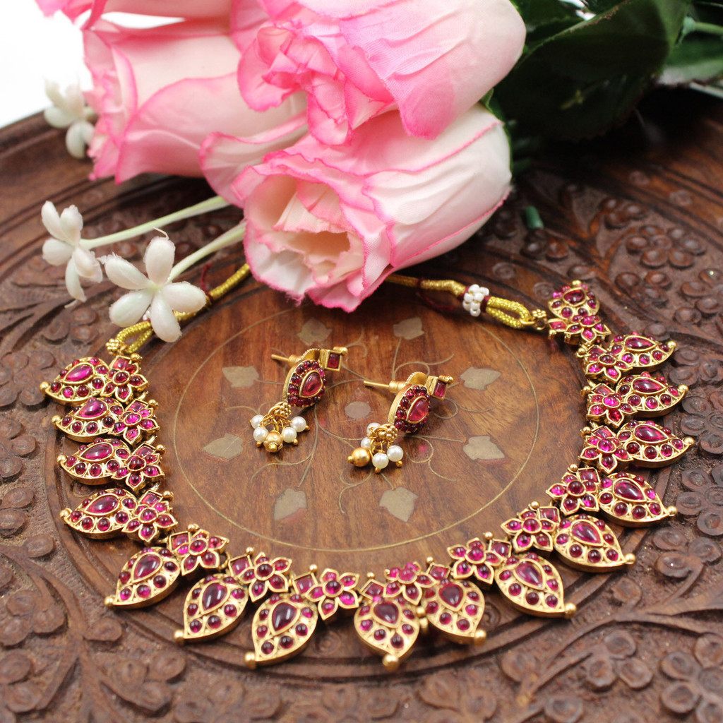 Premium Matte Gold Mango Design Indian Choker Set | Indian Choker Set ...