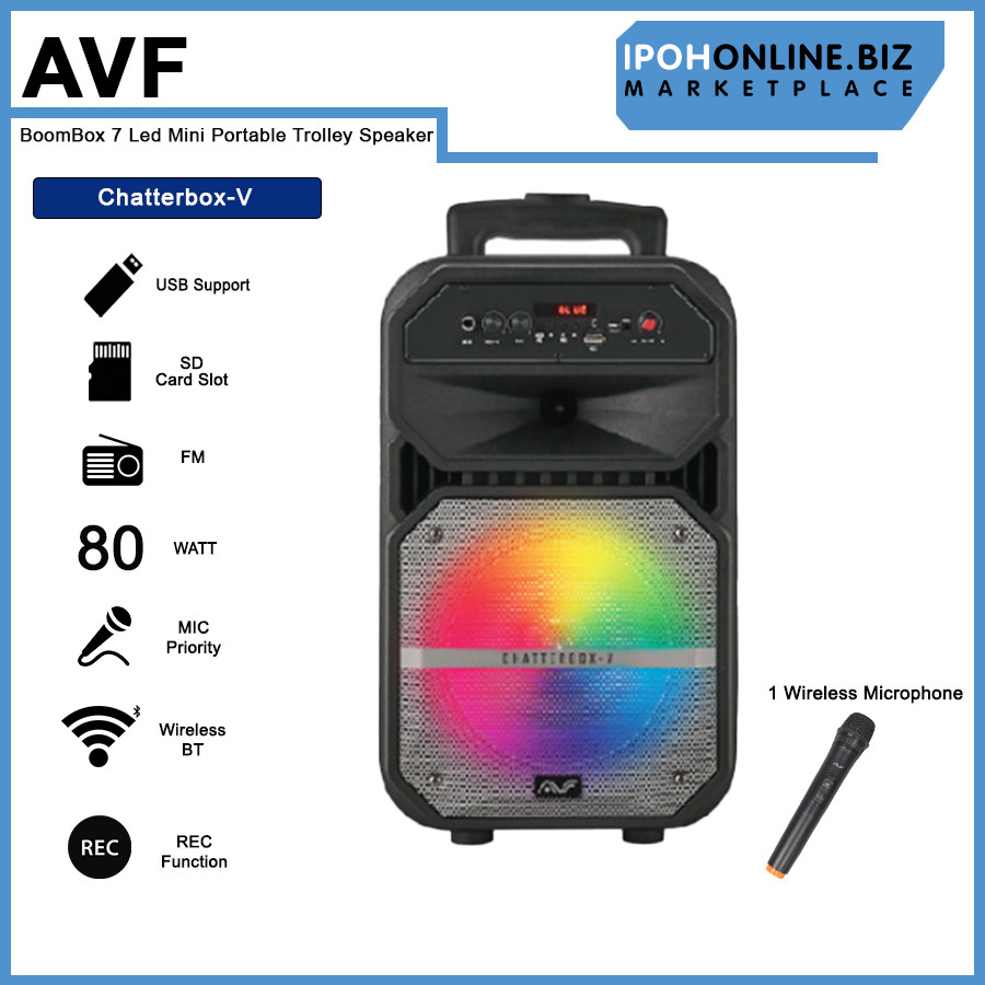 AVF BoomBox Chatterbox-V 7 Led Mini Portable Trolley Speaker - Free ...